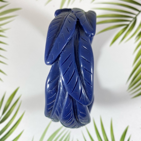 House Of Adornments | Jewelry | Faux Bakelite Navy Blue Tropical Palm ...